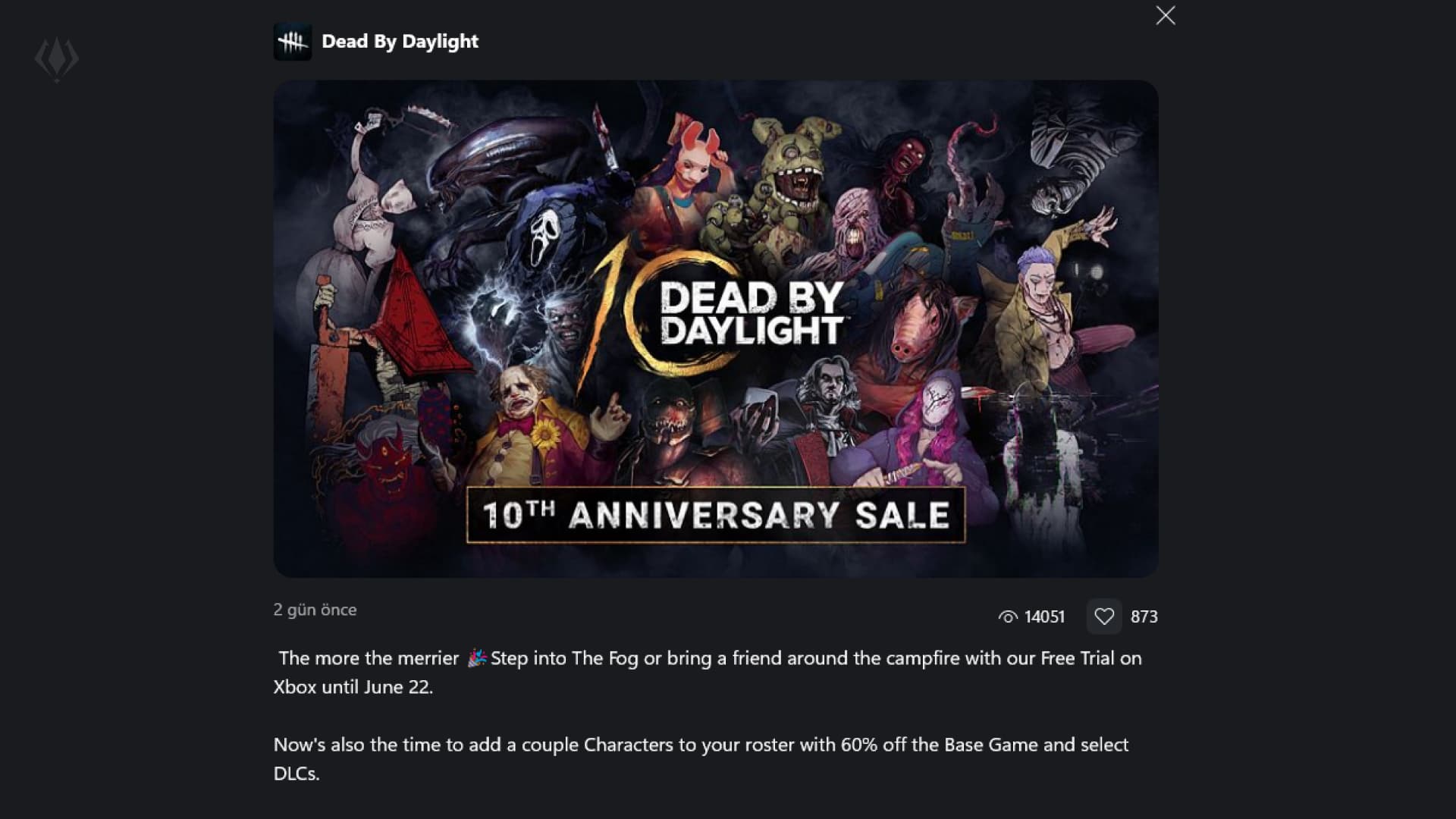 Dead by Daylight will be free to play